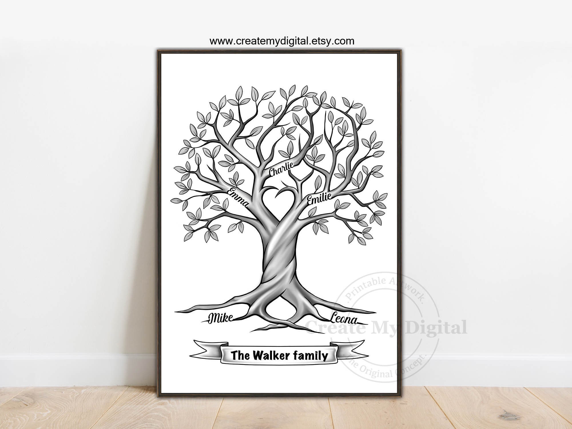Custom Name Family Tree - Custom Family Tree Print - Family Tree With a ...