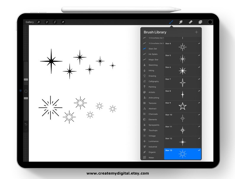13 Unique Stars Stamp Brushes for Procreate - Procreate Brushes Stars ...