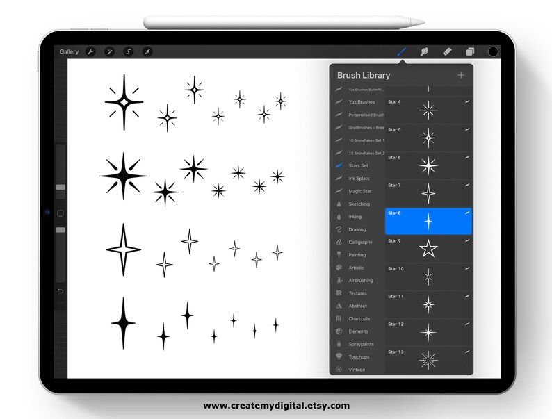 13 Unique Stars Stamp Brushes for Procreate - Procreate Brushes Stars ...