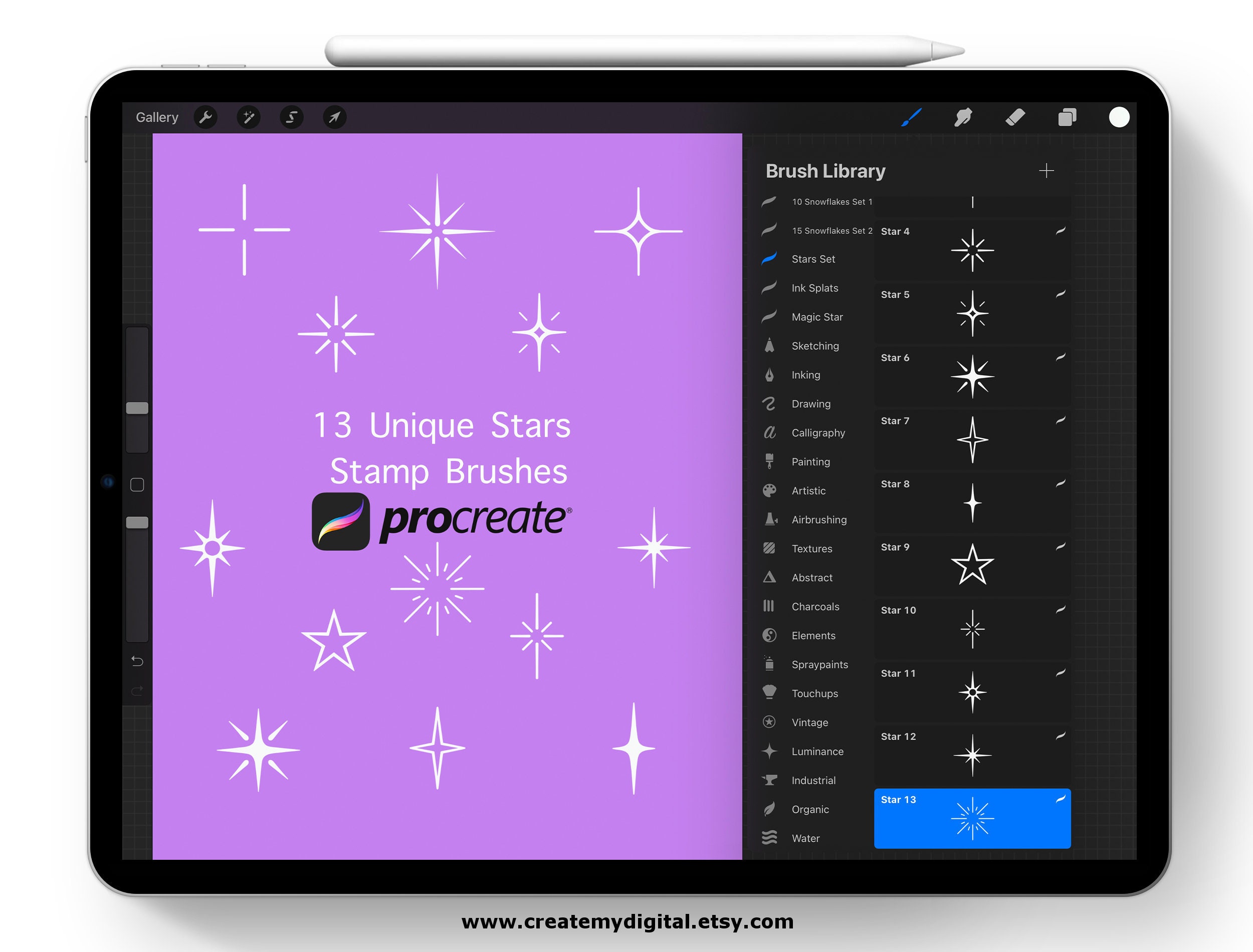13 Unique Stars Stamp Brushes for Procreate - Procreate Brushes Stars ...