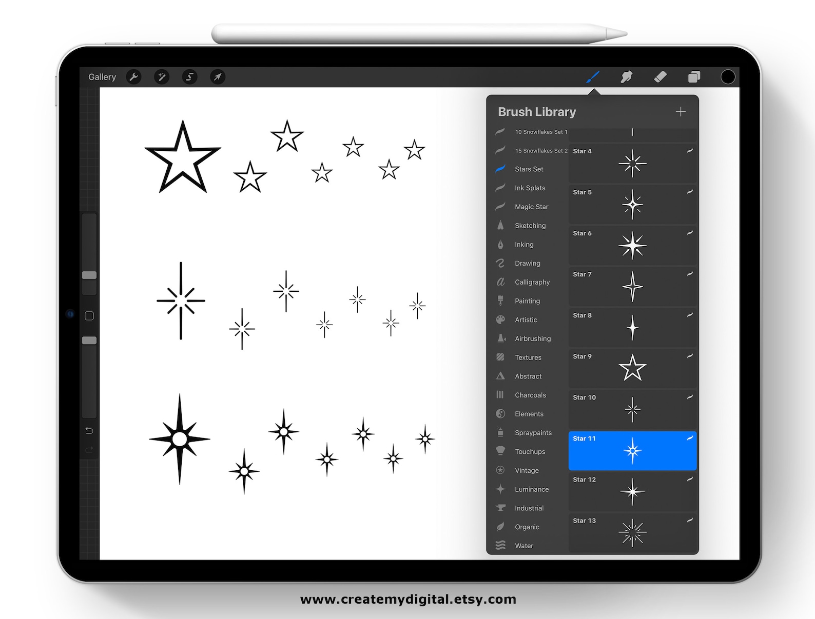 13 Unique Stars Stamp Brushes for Procreate - Procreate Brushes Stars ...