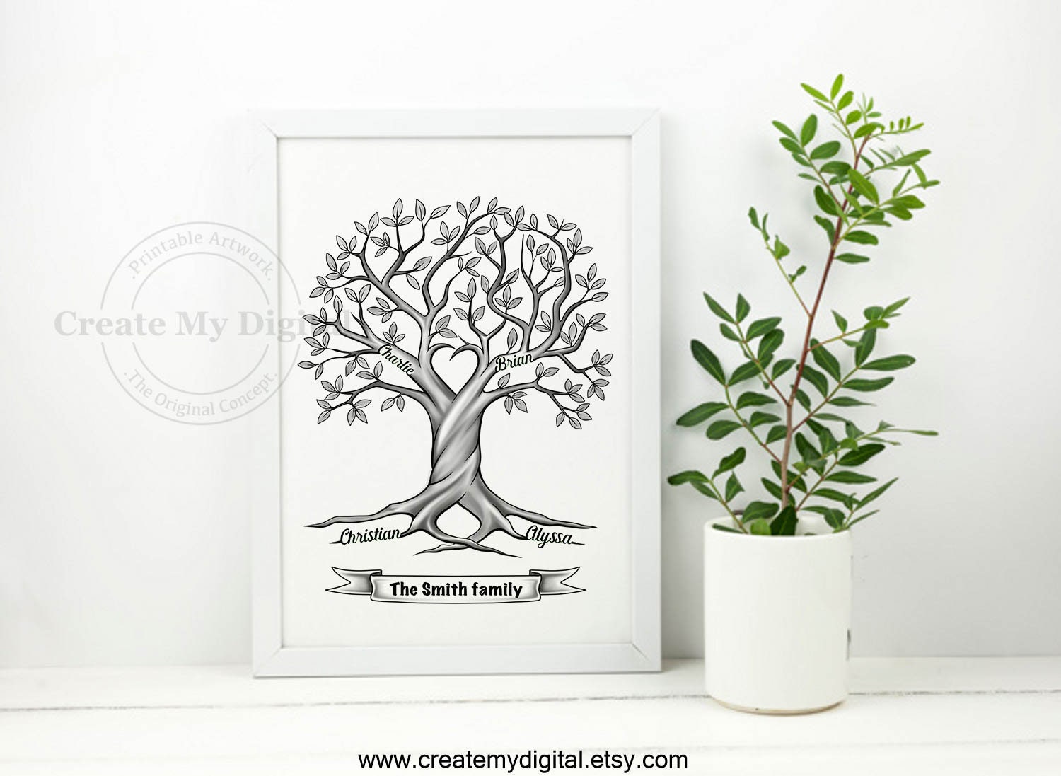 Custom Name Family Tree - Custom Family Tree Print - Family Tree With a ...
