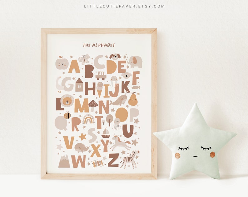 Boho Alphabet Print Digital Download, Boho Alphabet Poster, Boho ...