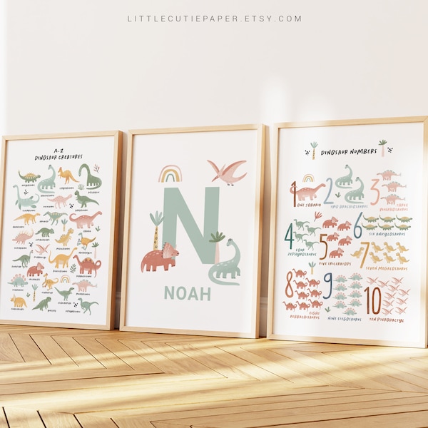 Dinosaur Alphabet and Number Poster - Etsy