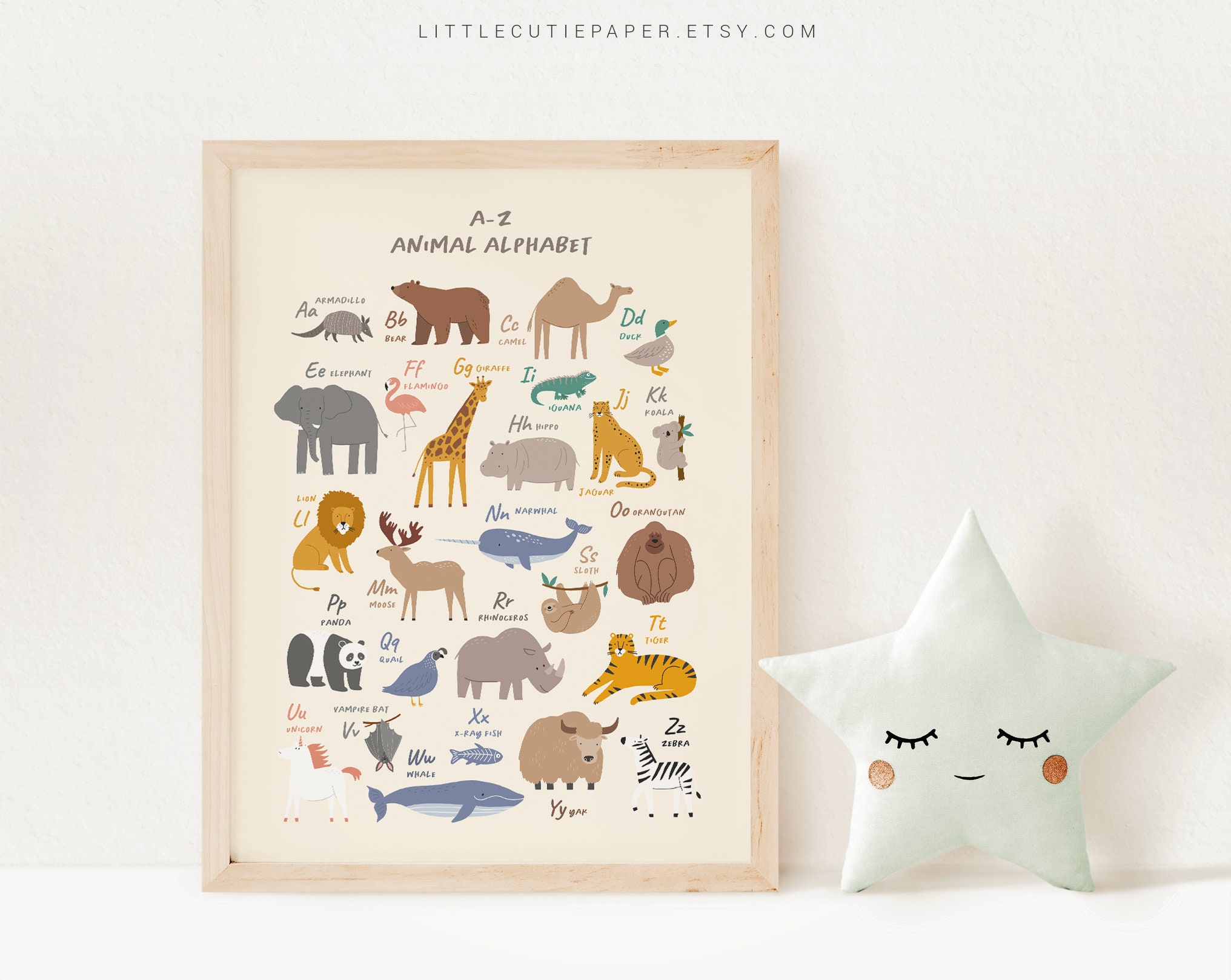Animal Alphabet Printable Poster, Alphabet Animals, Abc Chart, Animal ...