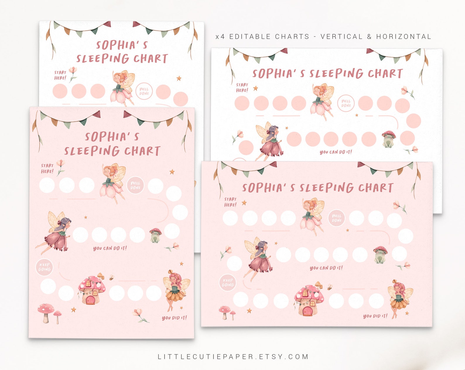 Editable Fairy Reward Chart, Sleep Reward Chart, Girls Reward Chart ...