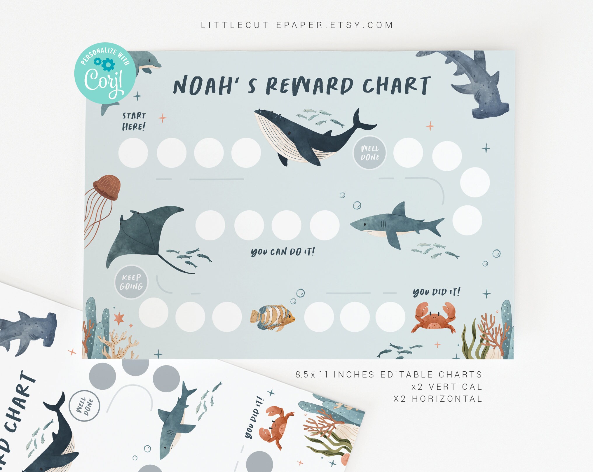 Editable Ocean Reward Chart, You Can Do It Chart, Under the Sea Boy ...