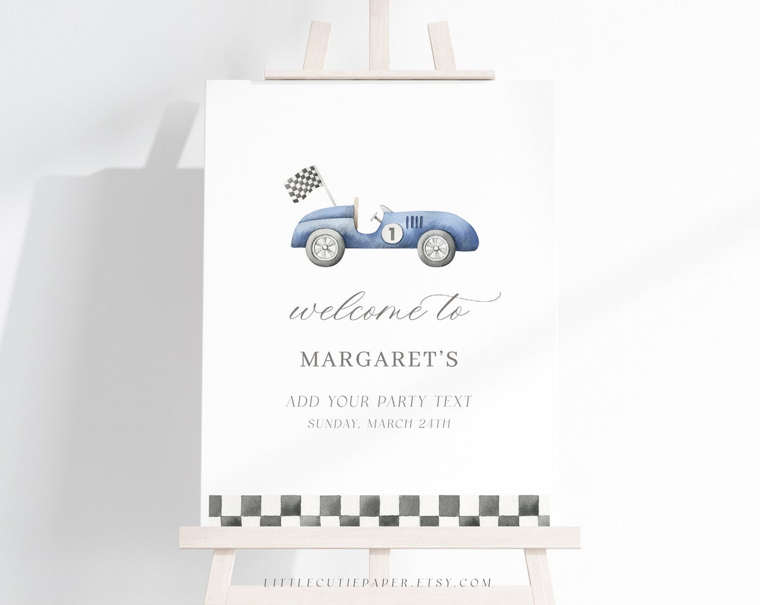 Editable Racing Car Welcome Sign Template, Race Car Birthday Welcome ...