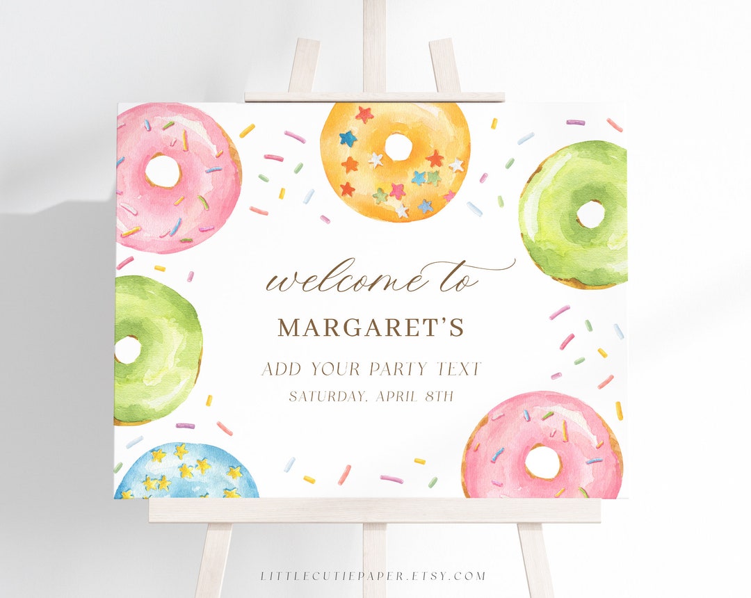 Editable Donuts and Diapers Banner, Donuts and Sprinkle Welcome Sign ...