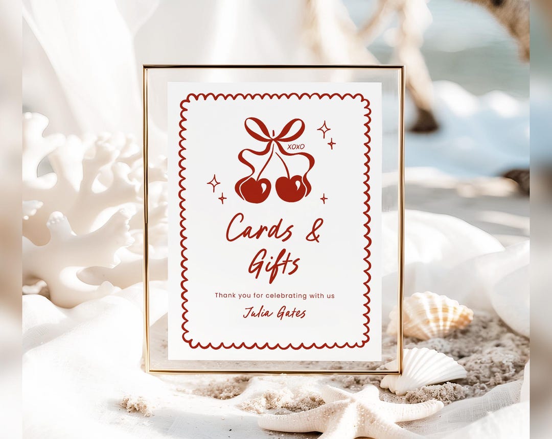 Editable Cherry on Top Sign Template, Birthday Sign, Customized Shower ...