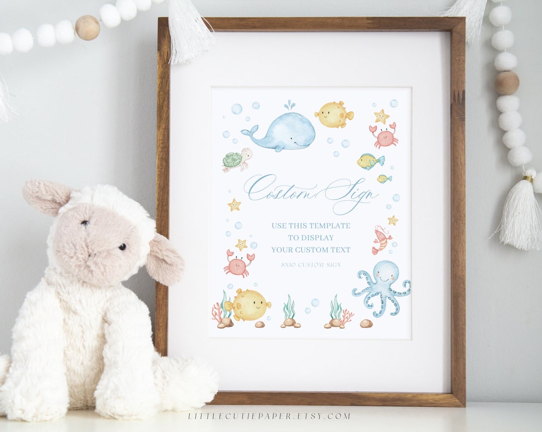 Editable Under the Sea Sign Template, Ocean Birthday Sign, Customized ...