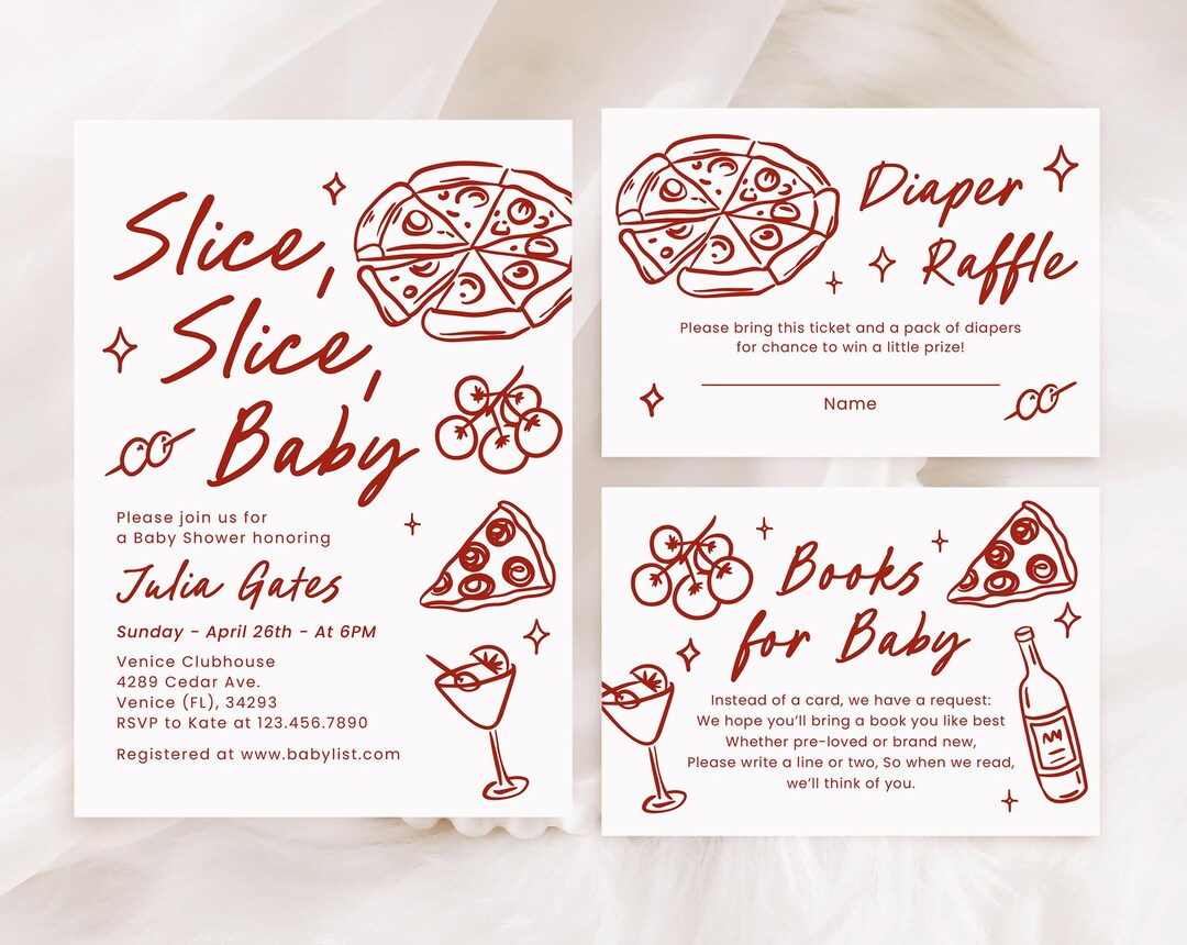 Editable Slice Slice Baby Shower Invitation, Pizza Baby Shower ...