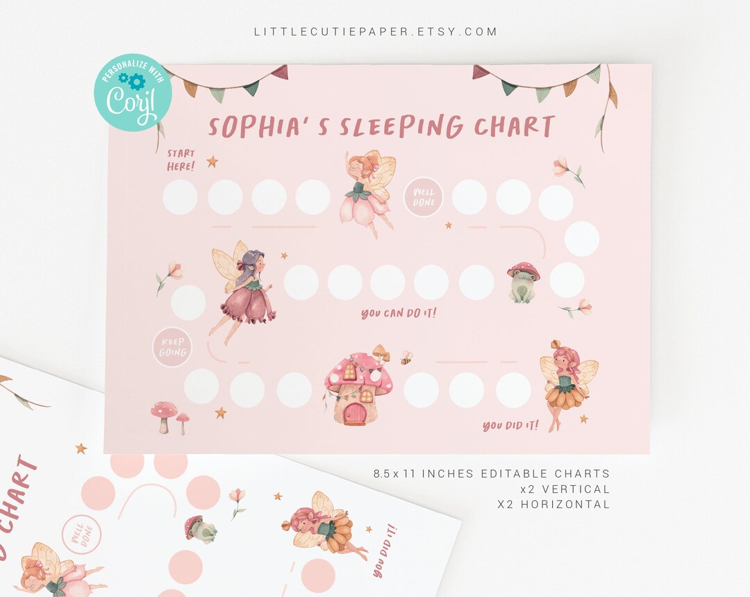 Editable Fairy Reward Chart, Sleep Reward Chart, Girls Reward Chart ...
