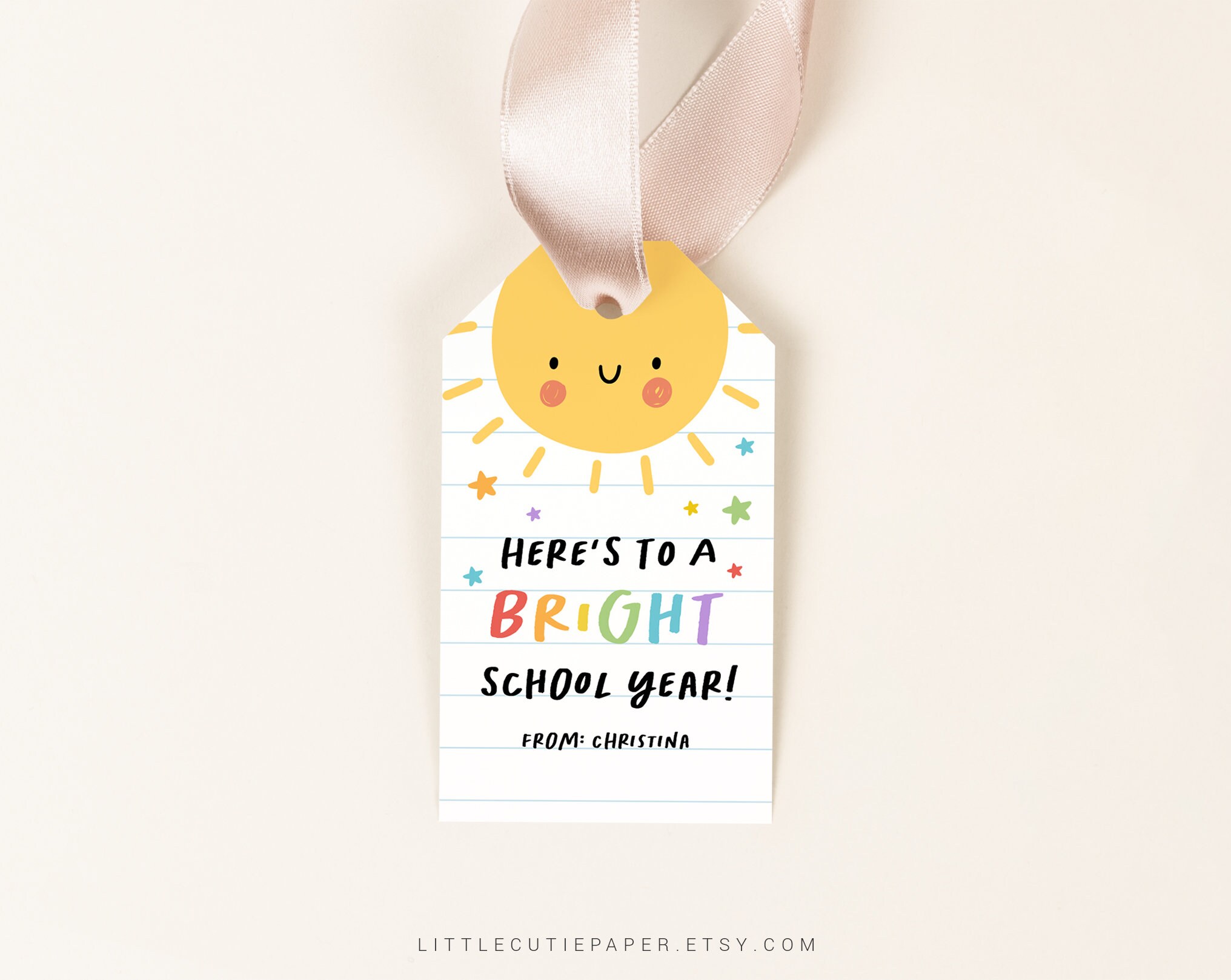 Editable Here's to a Bright School Year Tag, First Day School Tag ...