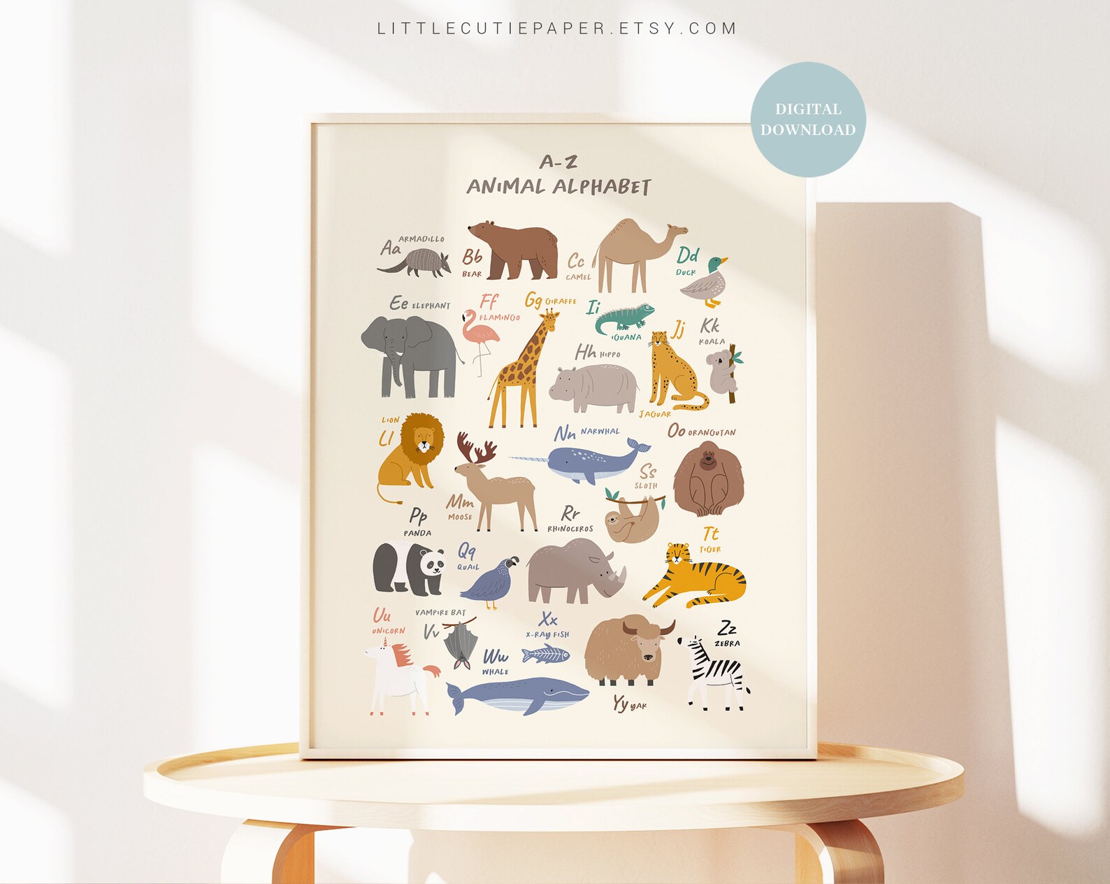 Animal Alphabet Printable Poster, Alphabet Animals, Abc Chart, Animal ...