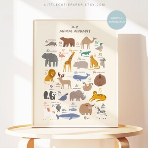 Animal Alphabet Printable Poster, Alphabet Animals, Abc Chart, Animal ...