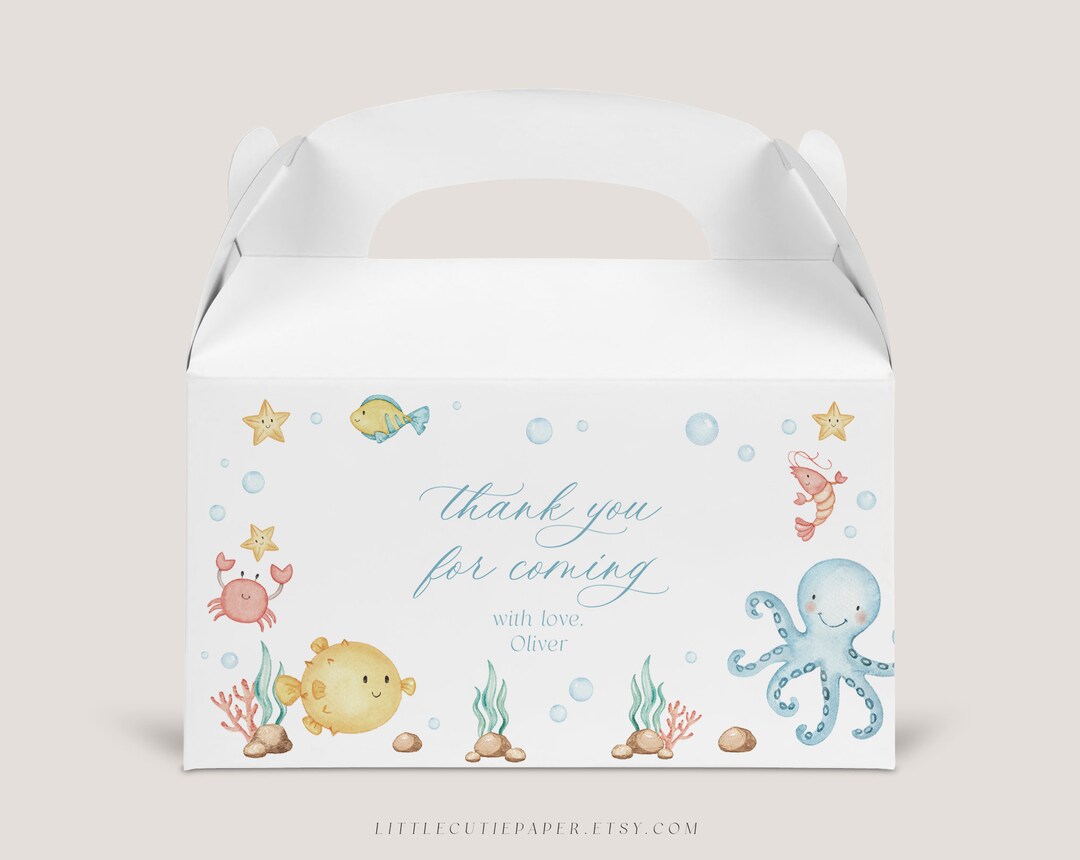 Editable Under the Sea Gable Box Label Template, Fast One Birthday Box ...