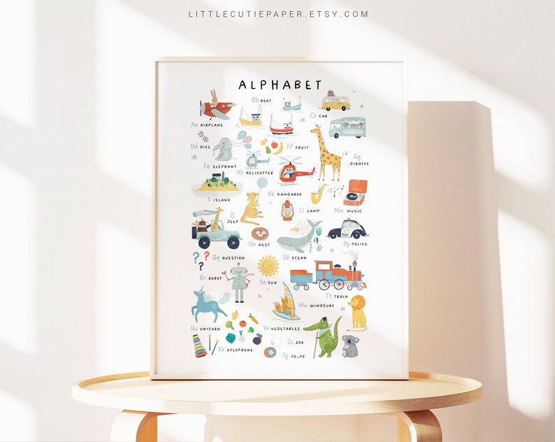 ABC Poster for Kids Digital Download, Kid Alphabet Poster, ABC Poster ...