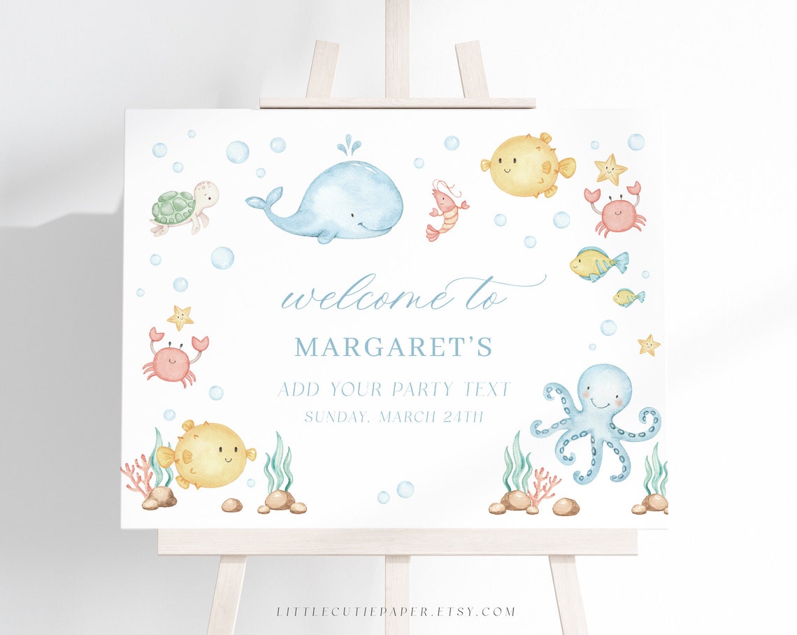 Editable Under the Sea Welcome Sign Template, Ocean Vinyl Banner ...