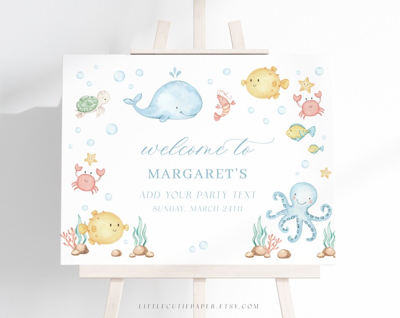 Editable Under the Sea Welcome Sign Template, Ocean Vinyl Banner ...