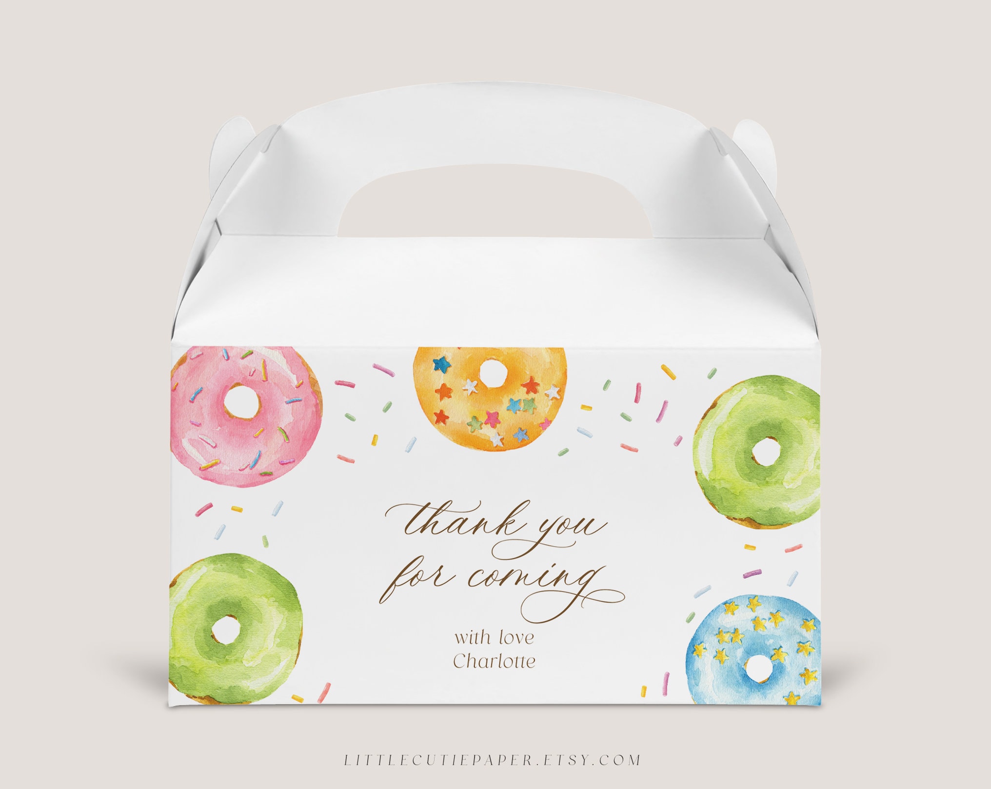 Editable Donut Birthday Gable Box Label Template (digital Download ...