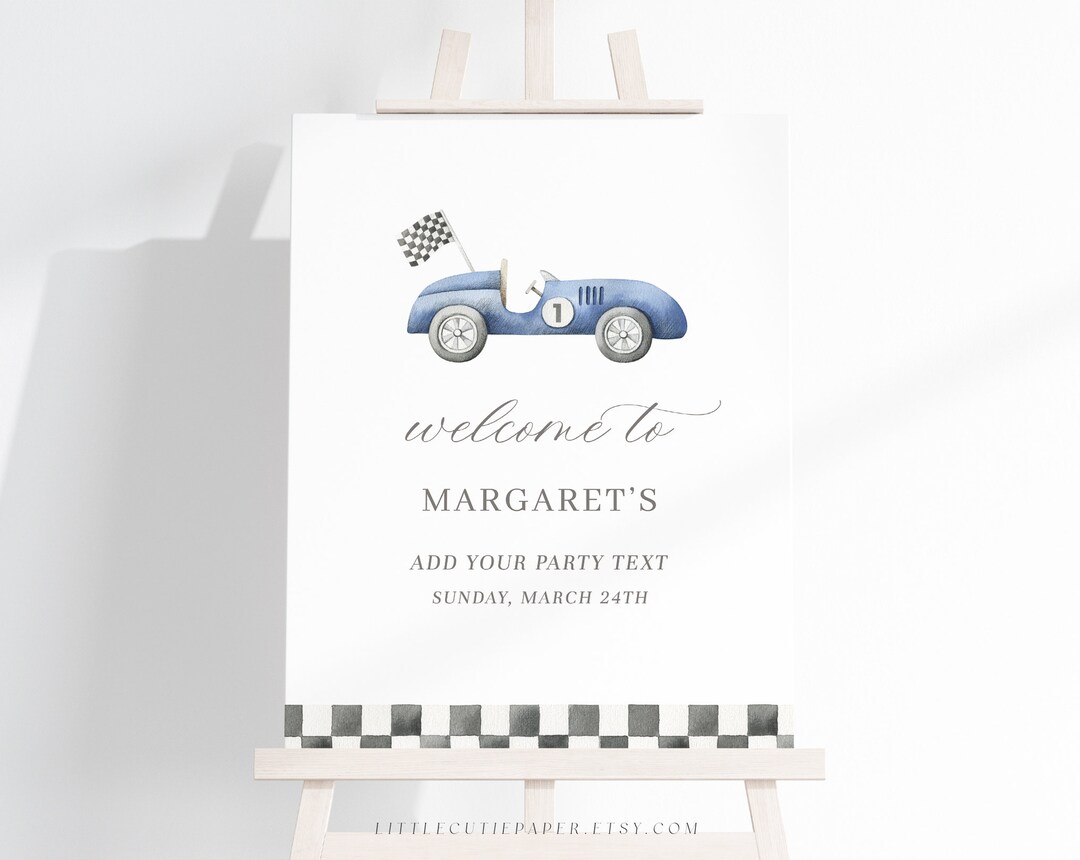 Editable Racing Car Welcome Sign Template, Race Car Birthday Welcome ...