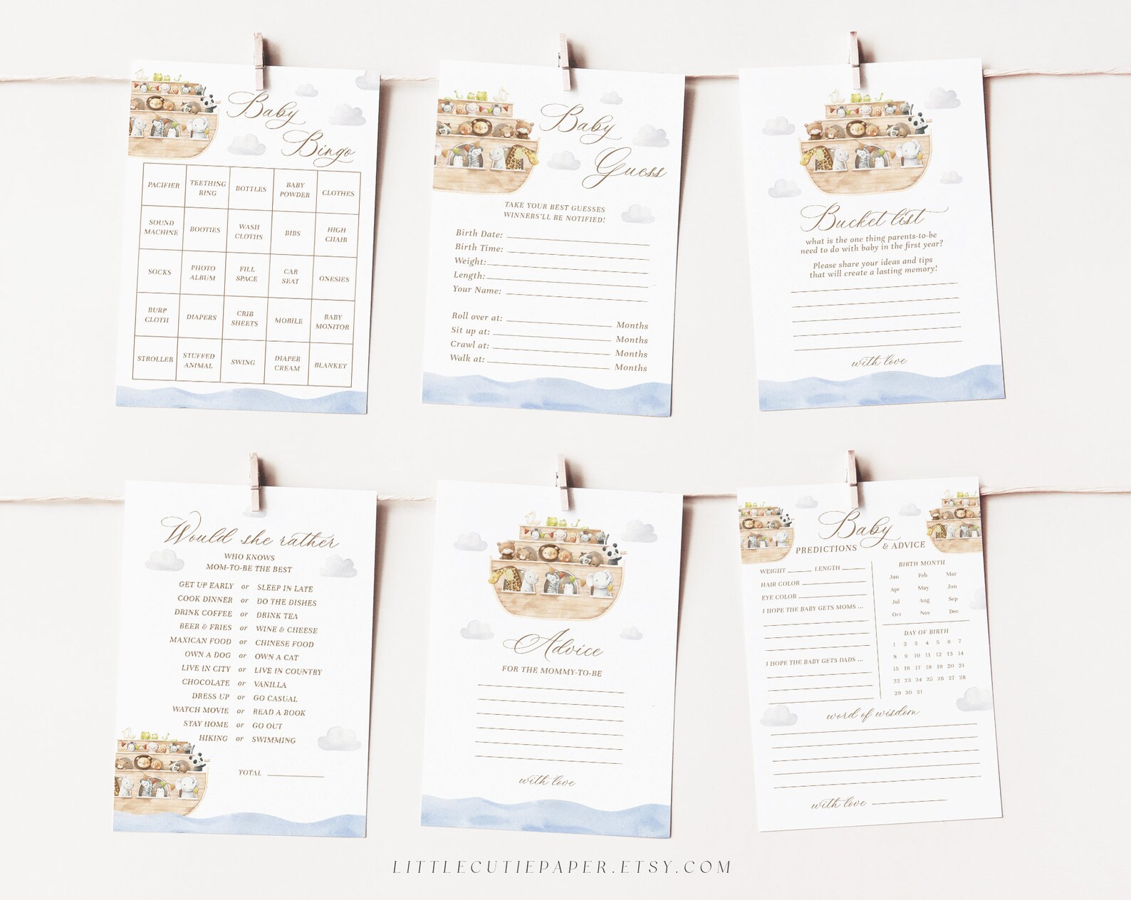 Editable 12 Noahs Ark Baby Shower Games Bundle, Printable Travel Baby ...