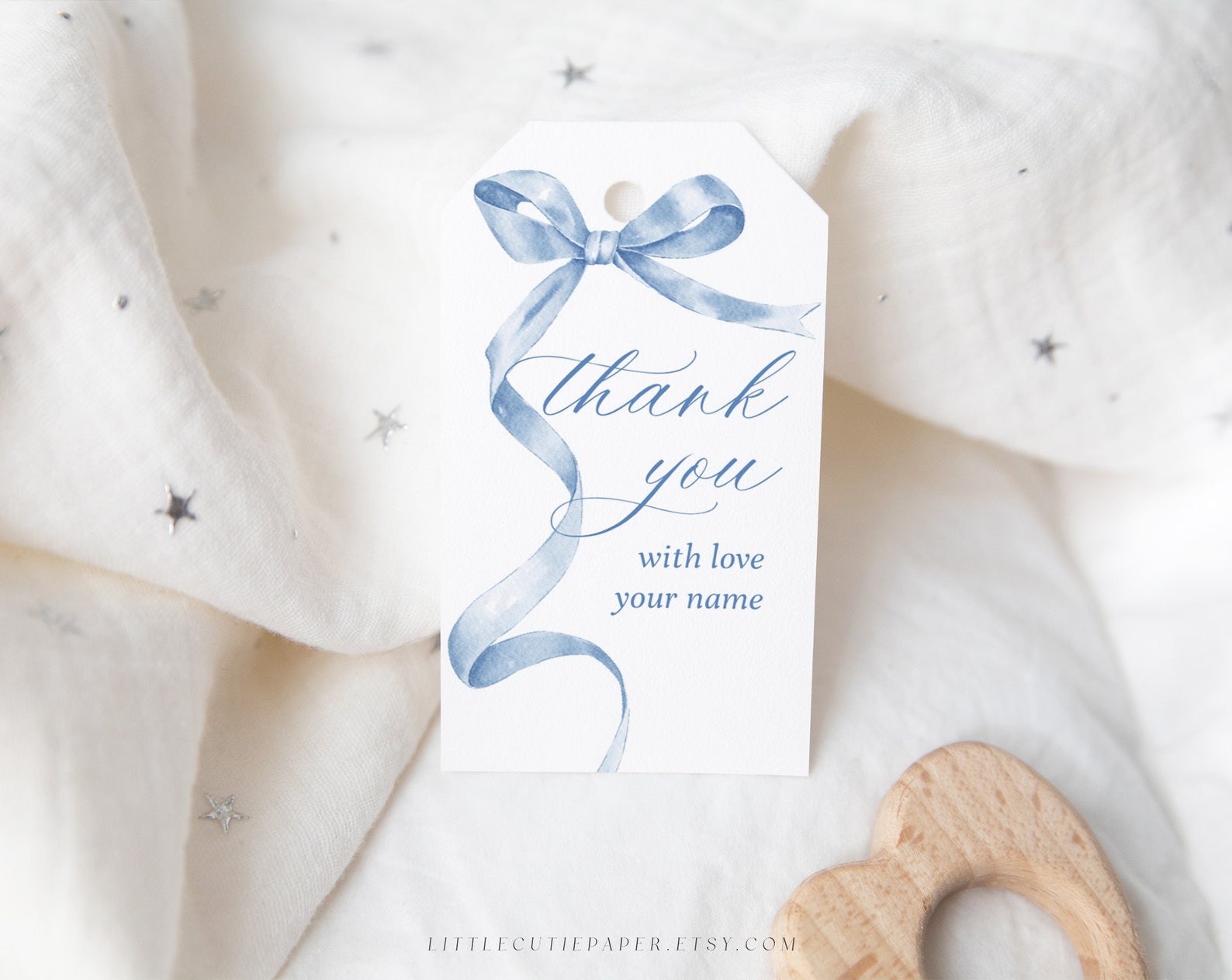 Editable Blue Ribbon Favor Tag, Blue Bow Baby Shower Favor Tag ...
