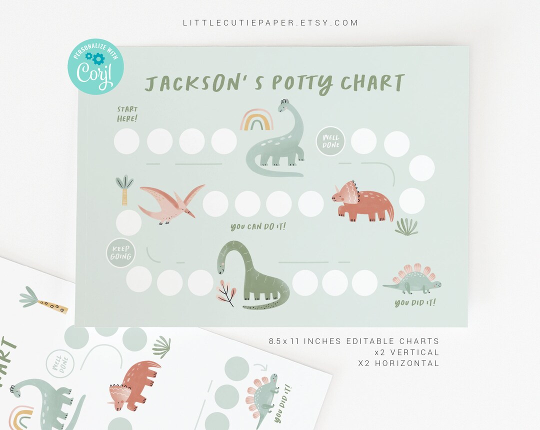 Editable Dinosaur Potty Chart, Dino Potty Chart Training Reward Chart ...