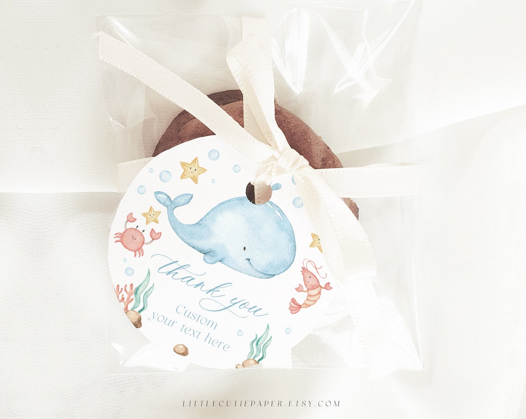 Editable Under the Sea Cookie Favor Tag Template, Ocean Gift Tag, Thank ...