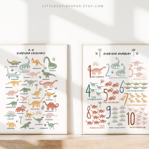 Dinosaur Alphabet and Dinosaur Number Poster Digital Download, Dinosaur ...