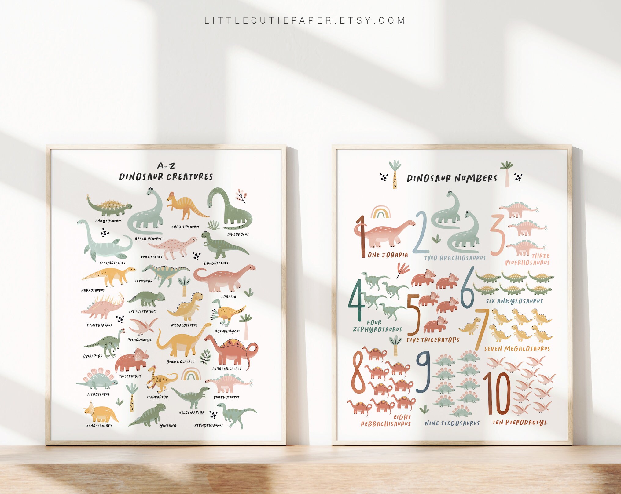 Dinosaur Alphabet and Dinosaur Number Poster Digital Download, Dinosaur ...