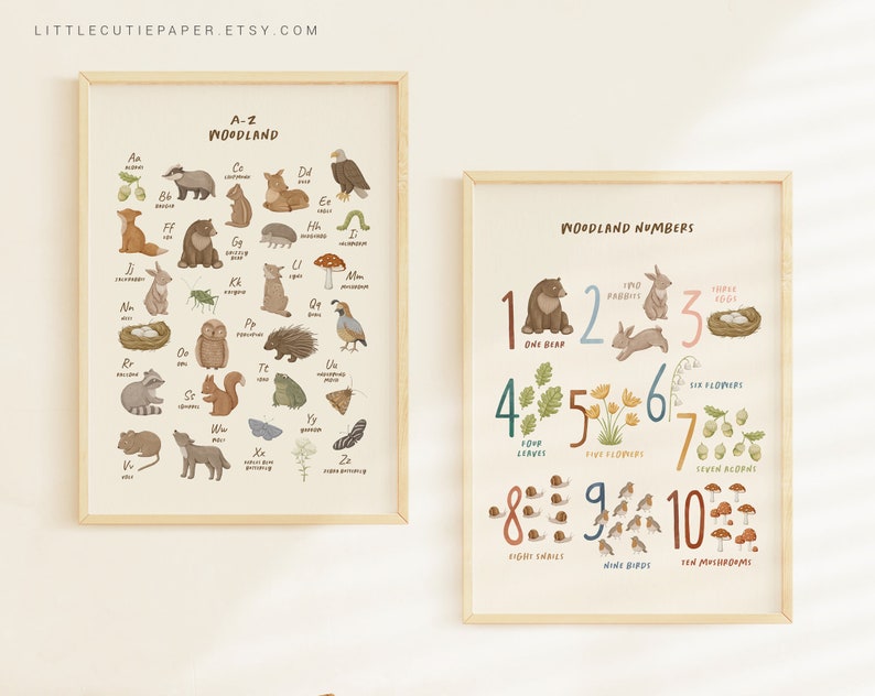 Woodland Alphabet and Woodland Numbers Digital Download, Woodland ...