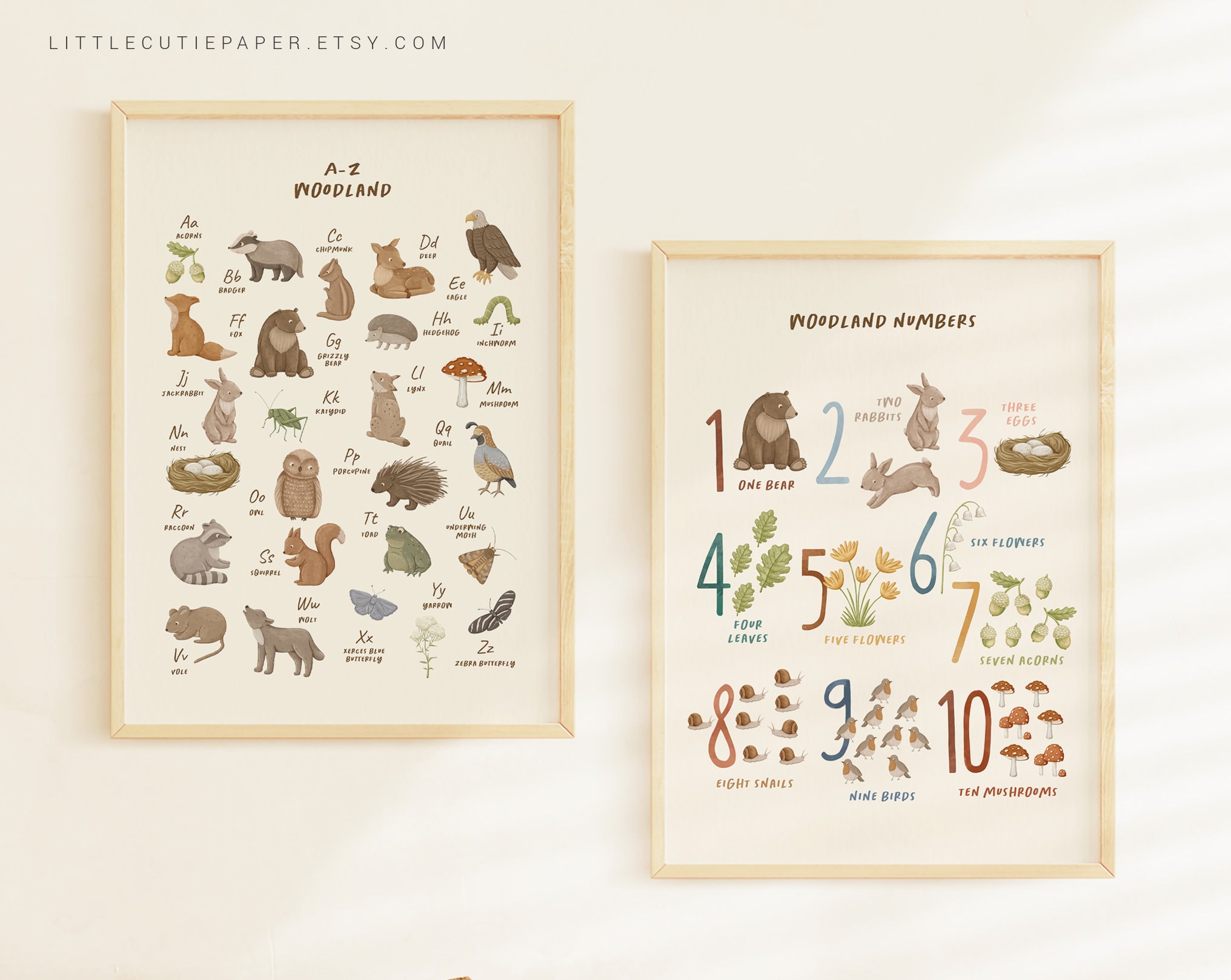 Woodland Alphabet and Woodland Numbers Digital Download, Woodland ...