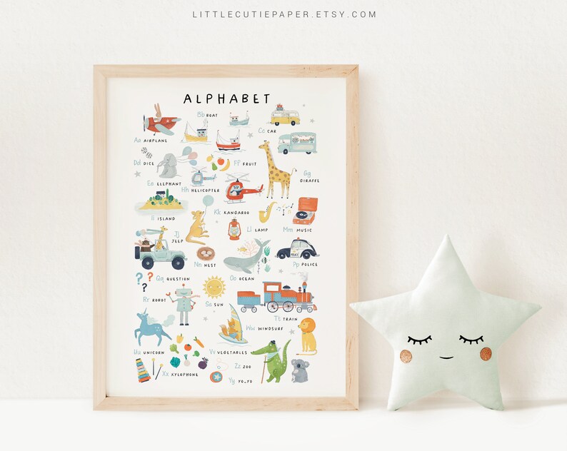 ABC Poster for Kids Digital Download, Kid Alphabet Poster, ABC Poster ...