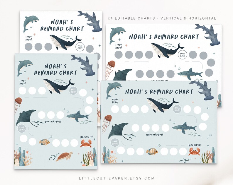 Editable Ocean Reward Chart, You Can Do It Chart, Under the Sea Boy ...
