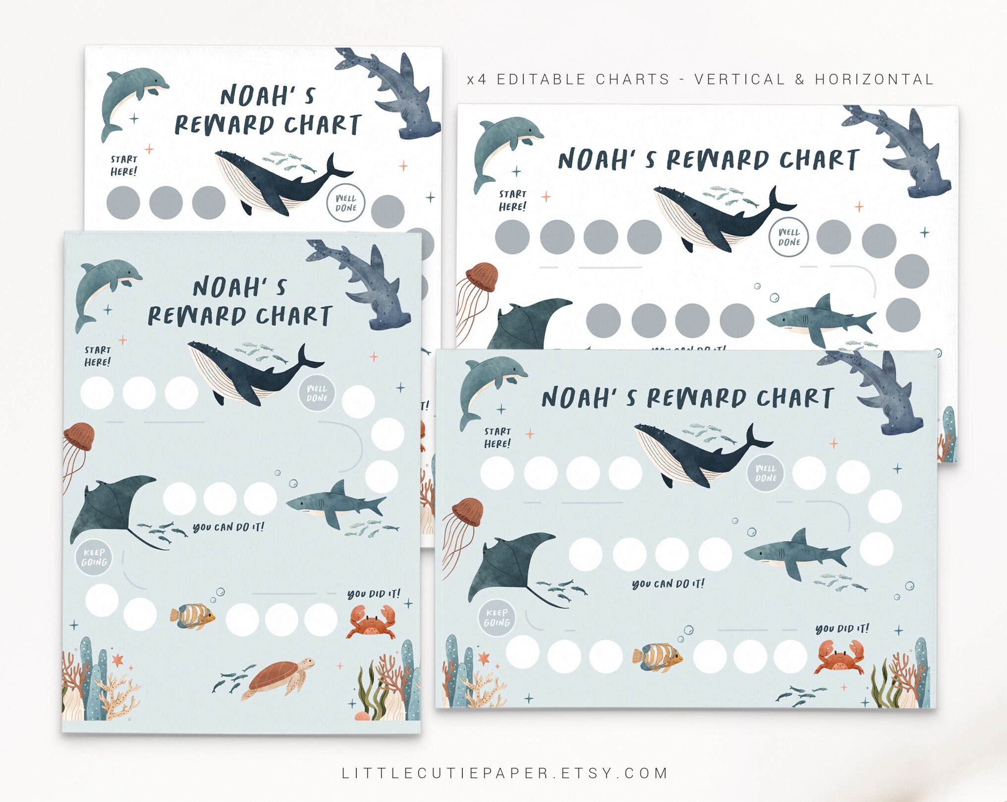 Editable Ocean Reward Chart, You Can Do It Chart, Under the Sea Boy ...