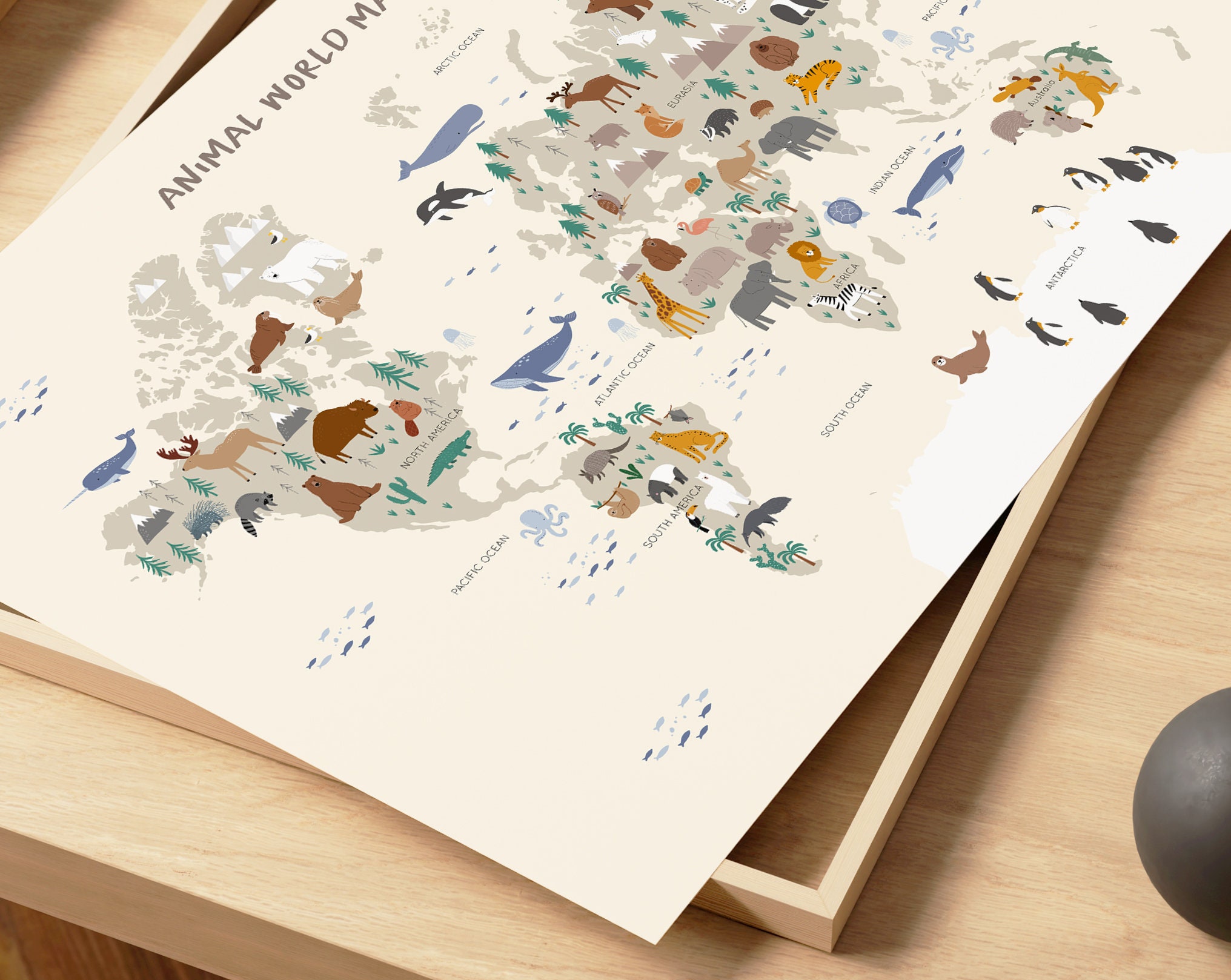 Animal World Map Digital Download, Animal World Map Poster, Animal ...