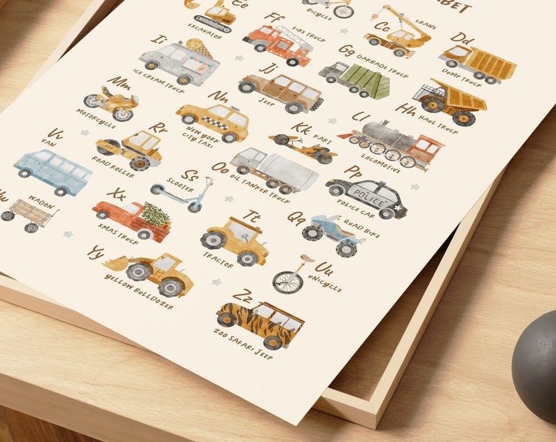 Vehicle Alphabet Poster Digital Download, Transport Alphabet, Vehicle ...
