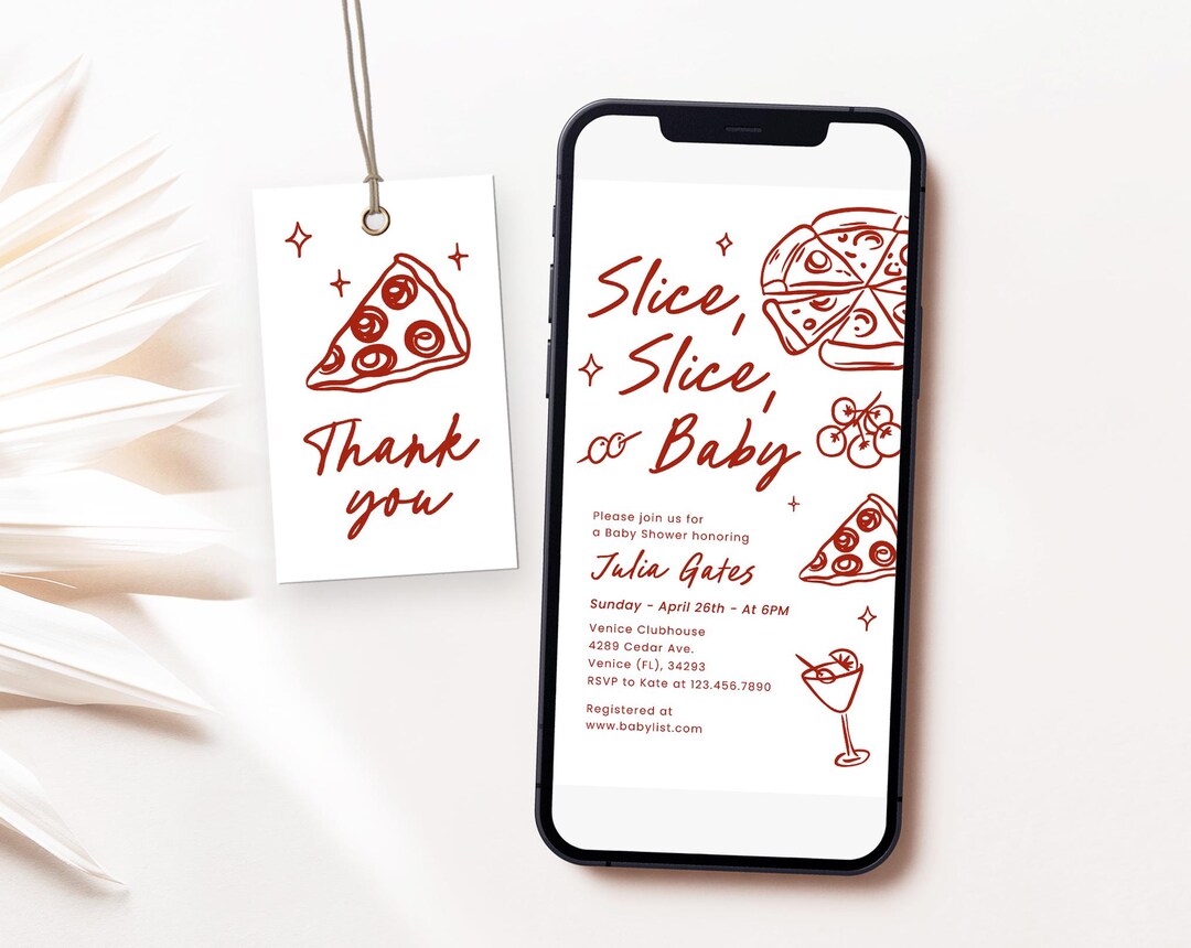 Editable Slice Slice Baby Digital Invite, Pizza Baby Shower Electronic ...