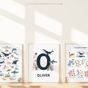Editable Personalized Name, Sea Animal Alphabet Poster and Counting ...