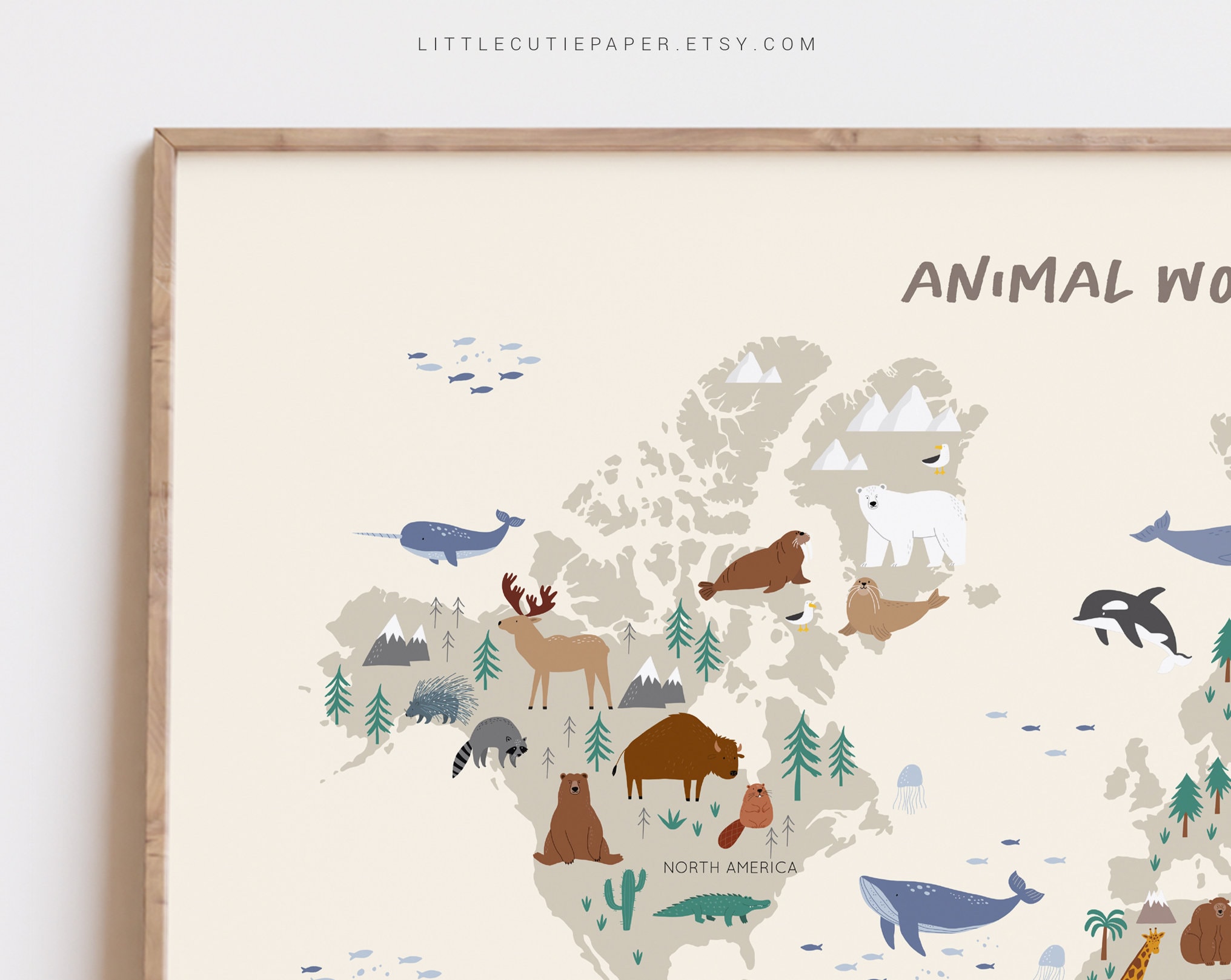 Animal World Map Digital Download, Animal World Map Poster, Animal ...