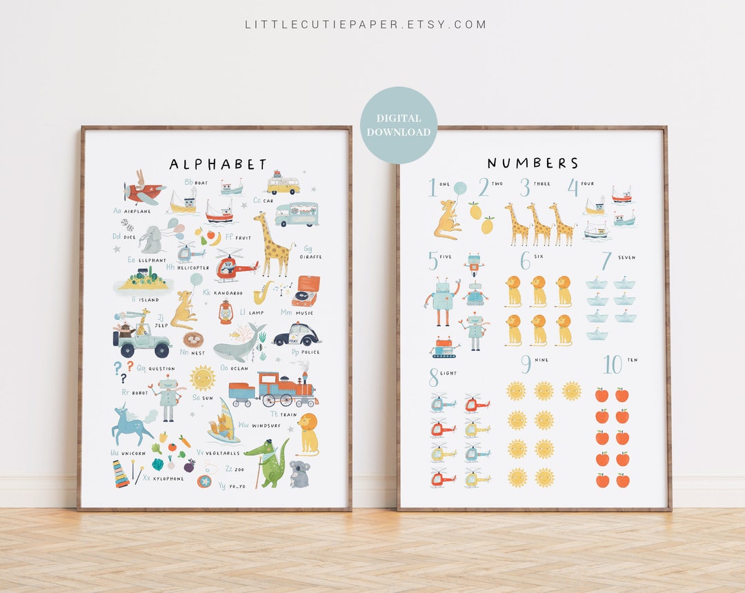 Alphabet and Numbers Poster Digital Download, Alphabet Chart and ...