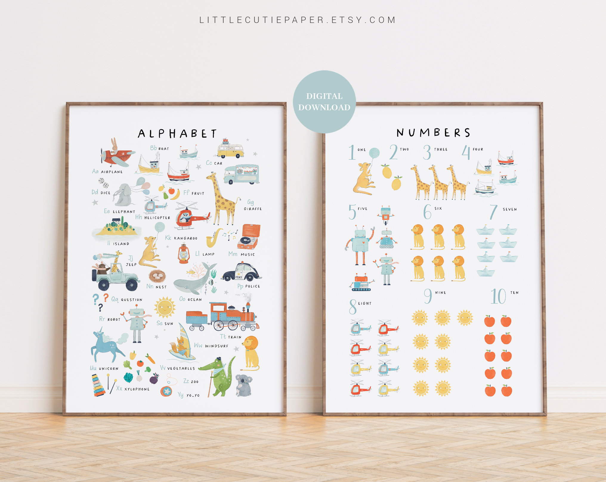 Alphabet and Numbers Poster Digital Download, Alphabet Chart and ...