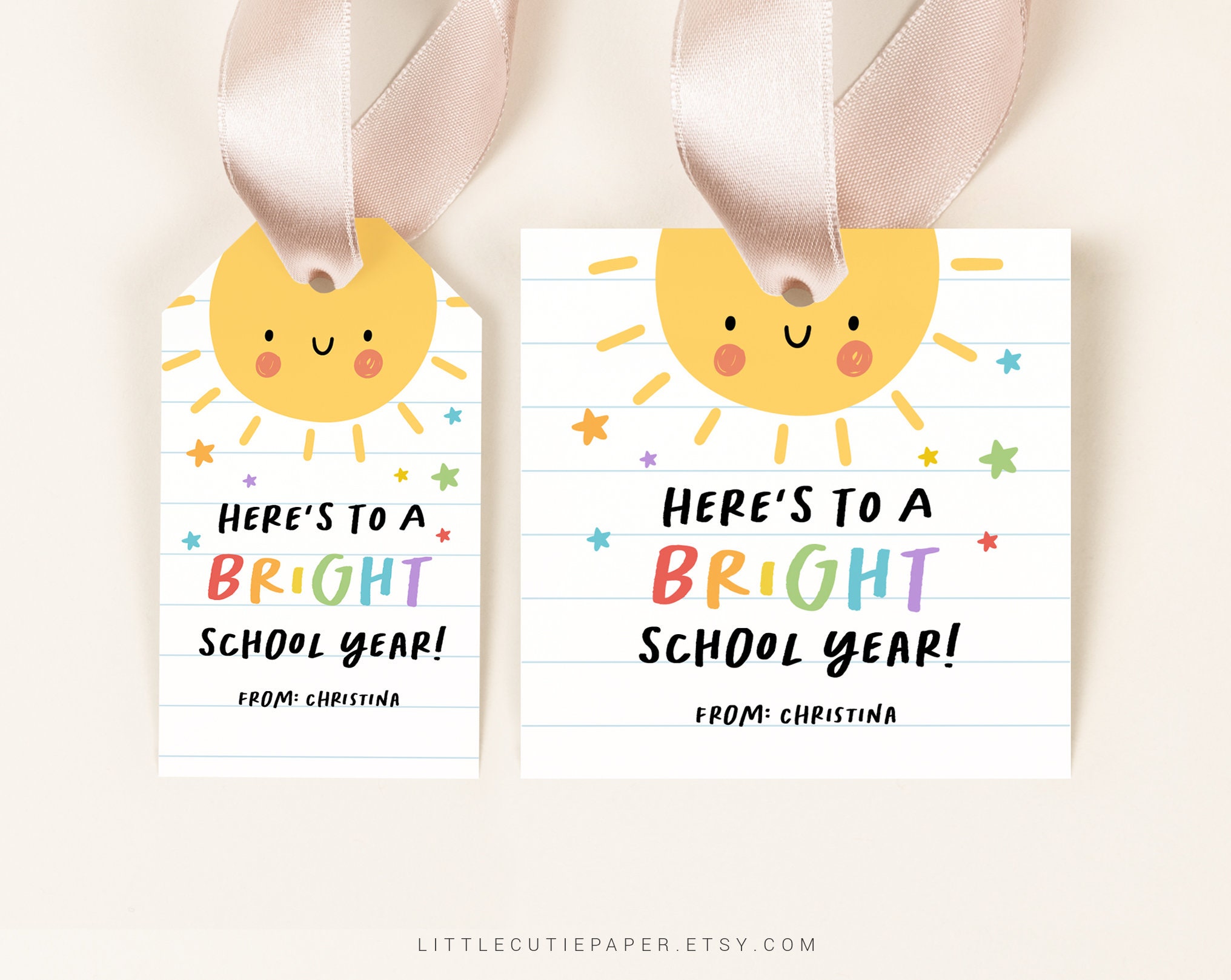 Editable Here's to a Bright School Year Tag, First Day School Tag ...