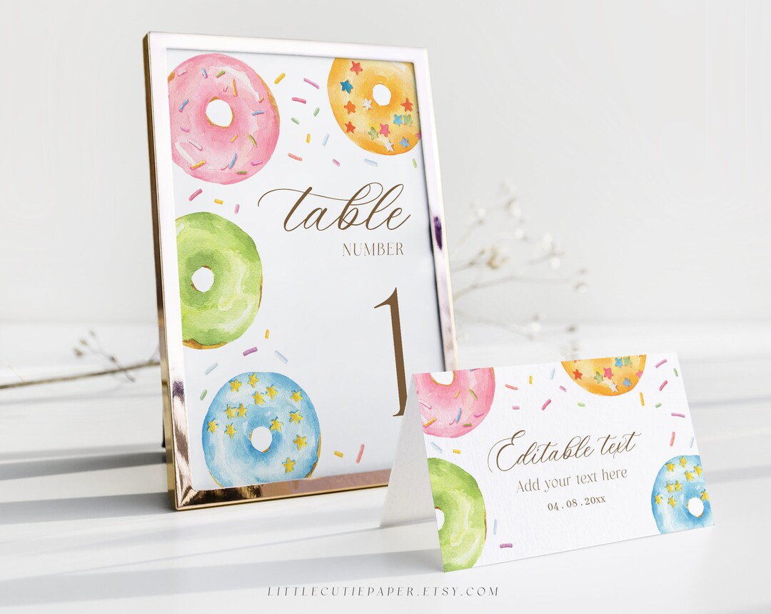 Editable Donuts and Sprinkle Food Tent Template With Table Number ...