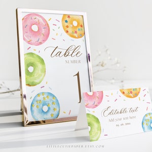 Editable Donuts and Sprinkle Food Tent Template With Table Number ...