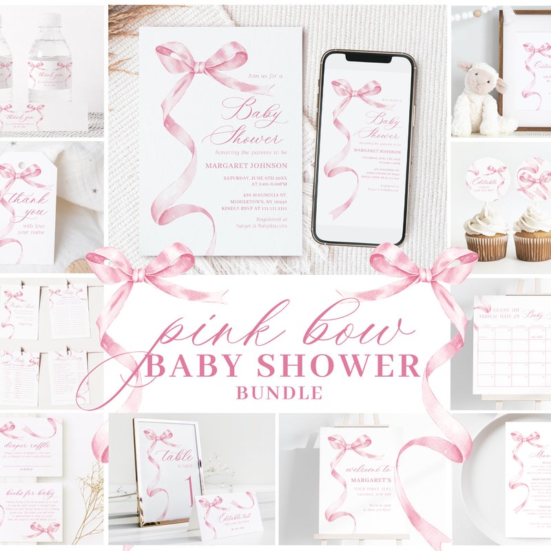 Pink Bow Baby Shower - Etsy