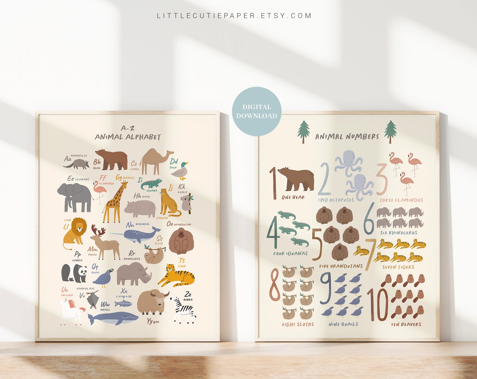 Animal Alphabet and Numbers Poster Digital Download, Abc Chart and ...