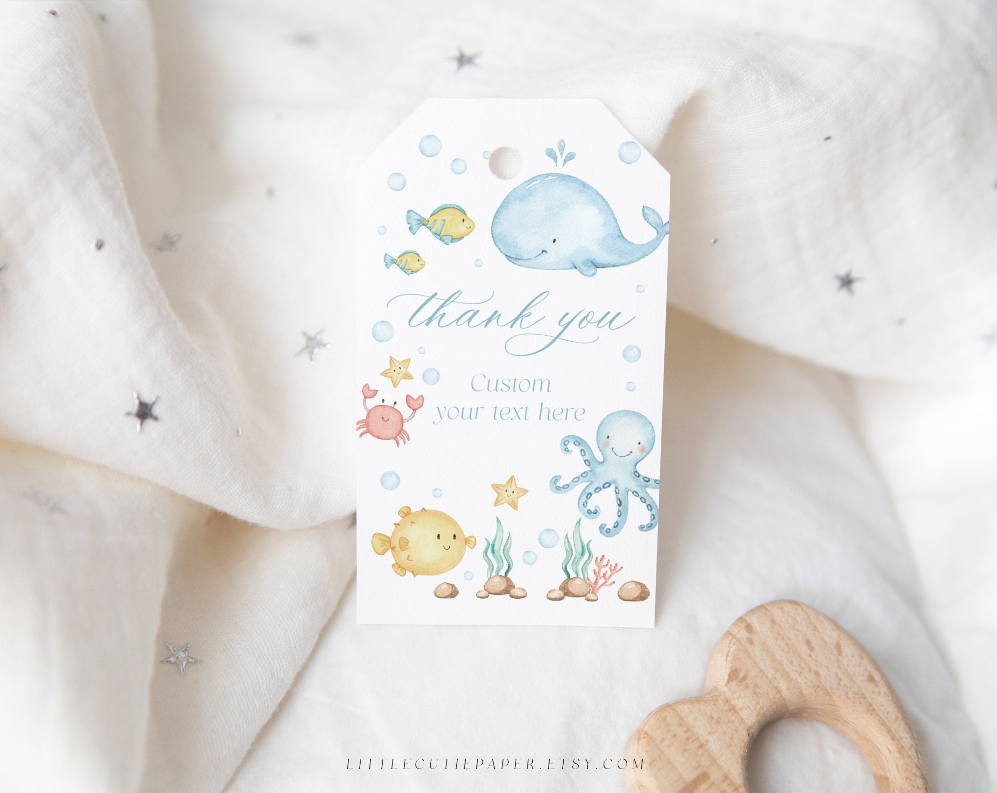 Editable Under the Sea Favor Tag, Ocean Favor Tag, Printable Gift Tag ...